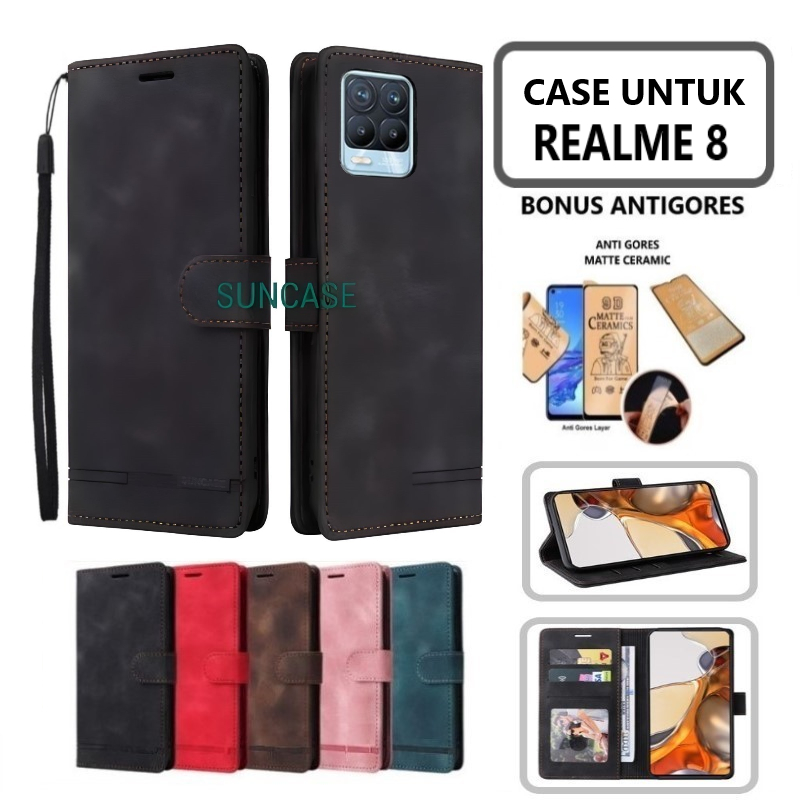 Jual Casing hp REALME 8 model flip dompet softcase premium ada tali dan ...