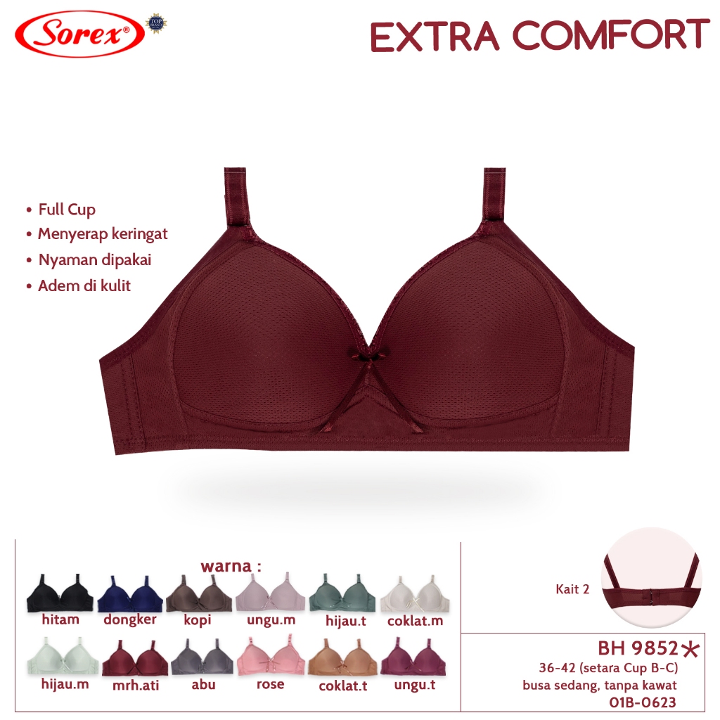 Jual Sorex Bra Tanpa Kawat Cup Sedang Extra Comfort 9852 | Shopee Indonesia