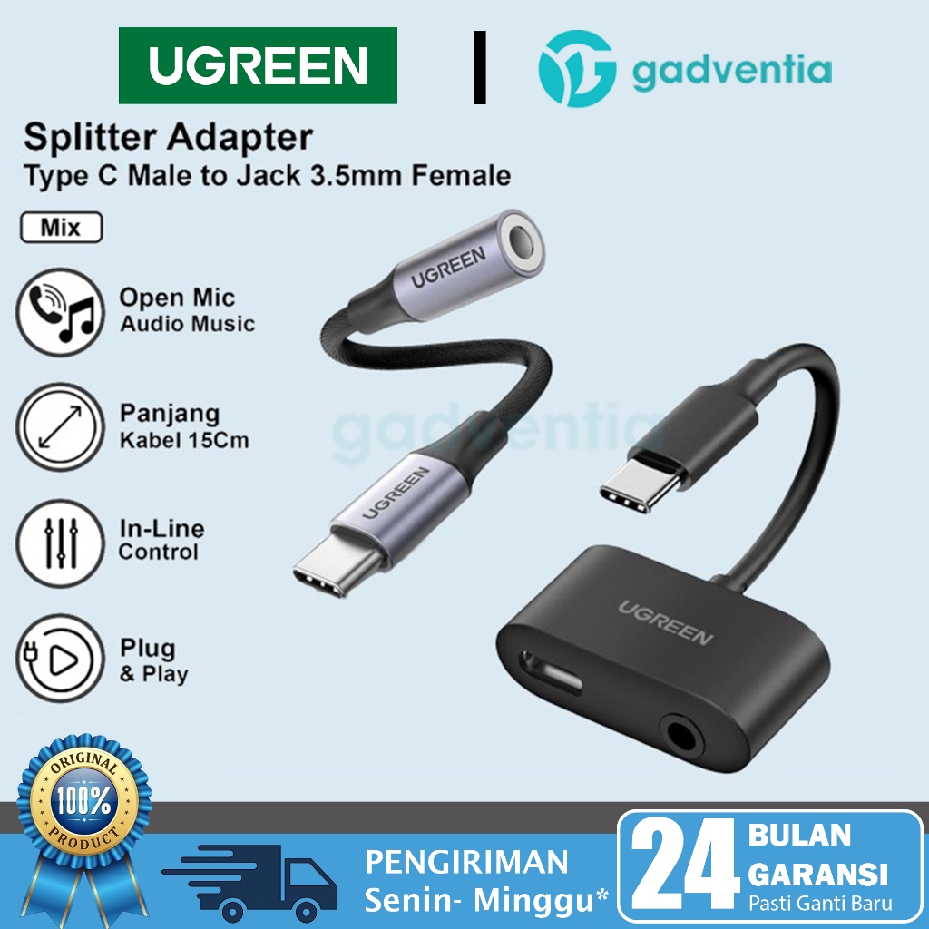 Jual UGREEN Converter Splitter Audio Type C To Jack 3.5mm On Mic Gaming ...