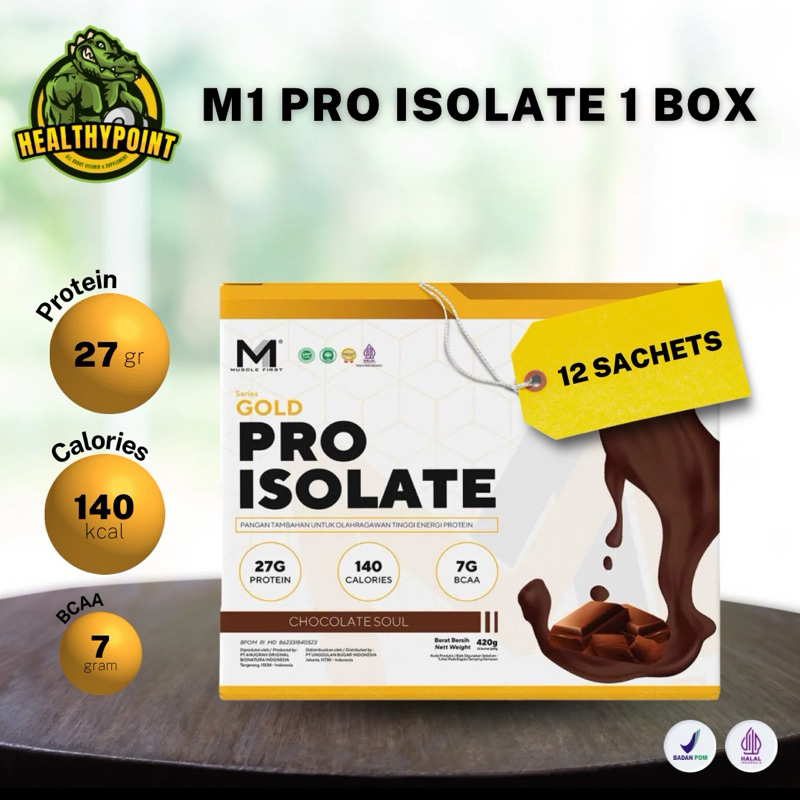 Jual M1 Muscle First Pro Isolate 1 box 12 sachet Whey Protein Iso 12 ...