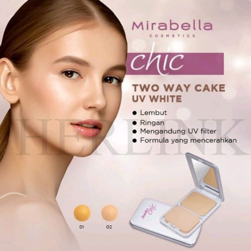 Jual MIRABELLA CHIC TWO WAY CAKE UV WHITE 14G | Shopee Indonesia