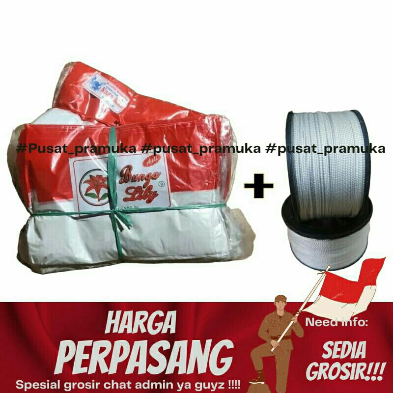 Jual [Isi 100 lembar] Bendera plastik indonesia merah putih + nilon ...