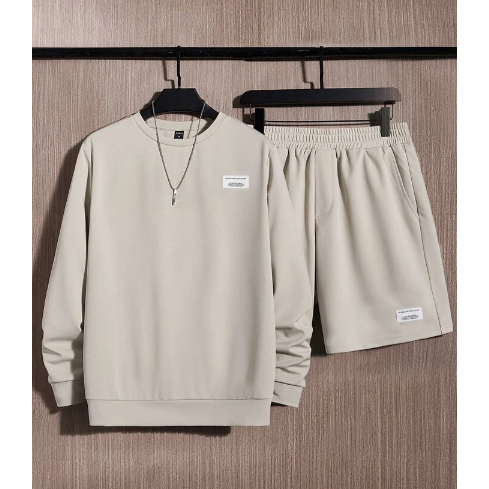 Jual SWEATER POLOS ONE SET CELANA PENDEK CREWNECK ONE SET POLOS SWEATER ...