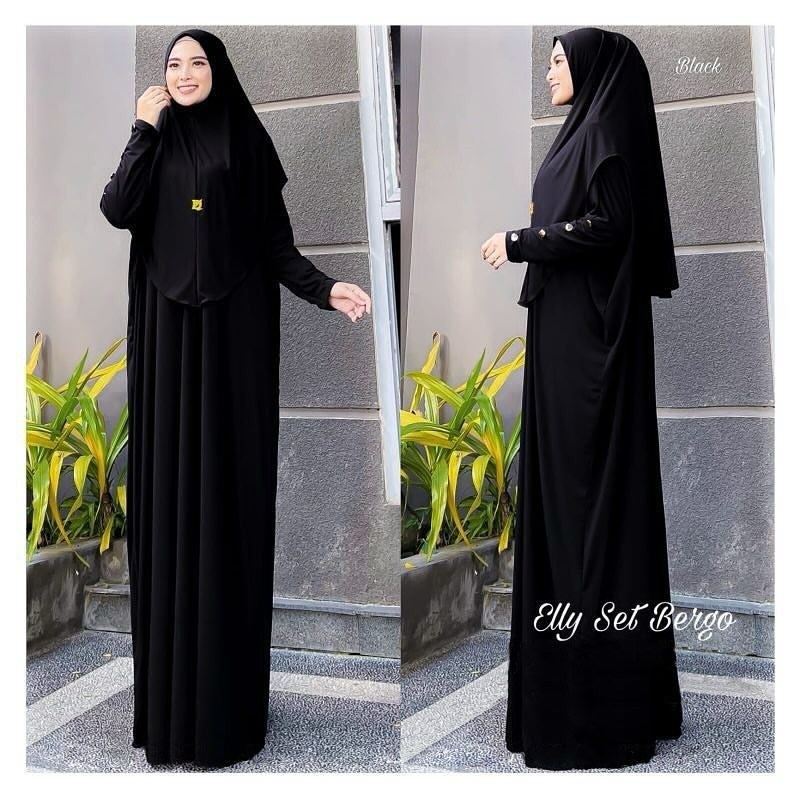 Jual Abaya Set Jumbo Free Hijab Gamis Basic Plain Umrah Daily Jersey Korea Batwing Bigsize ...