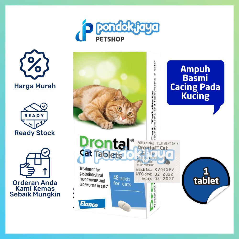 Jual Drontal Cat Tablet Obat Cacing Kucing Original Untuk Anak Elanco ...
