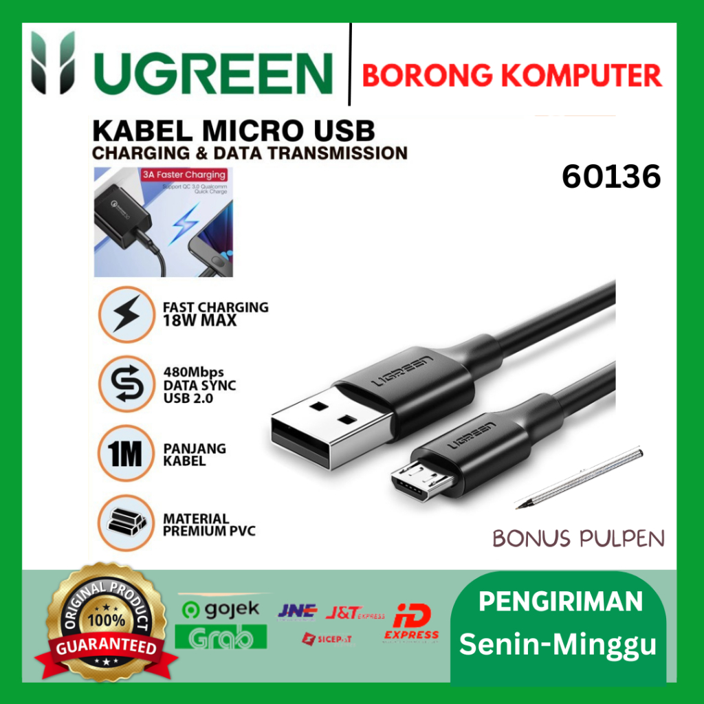 Jual Kabel Data Micro USB UGREEN FAST Charging Premium Braided 18W QC3 ...