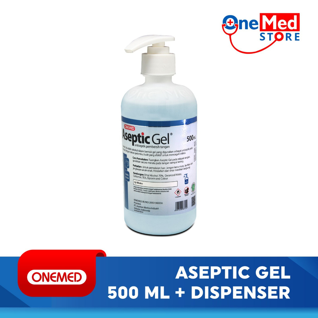 Jual Aseptic Gel 500 ML Pump ONEMED / Hand Sanitizer Gel + Dispenser ...