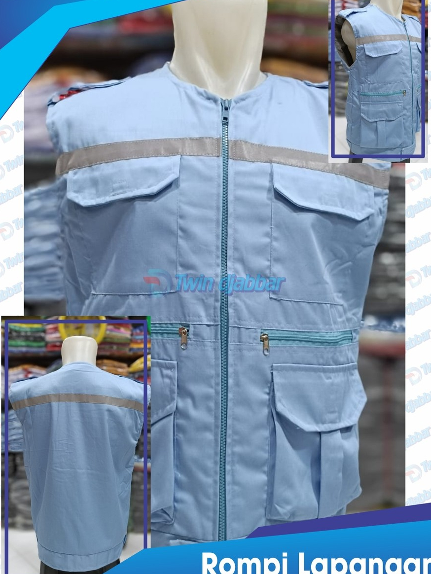 Jual Rompi Lapangan / Rompi Proyek, Rompi Safety K3 Warna Biru Muda ...