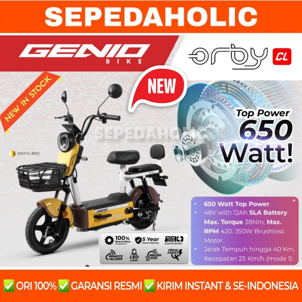 Jual Sepeda Listrik GENIO ORBY CL BY UNITED 350 Watt Electric E Bike ...