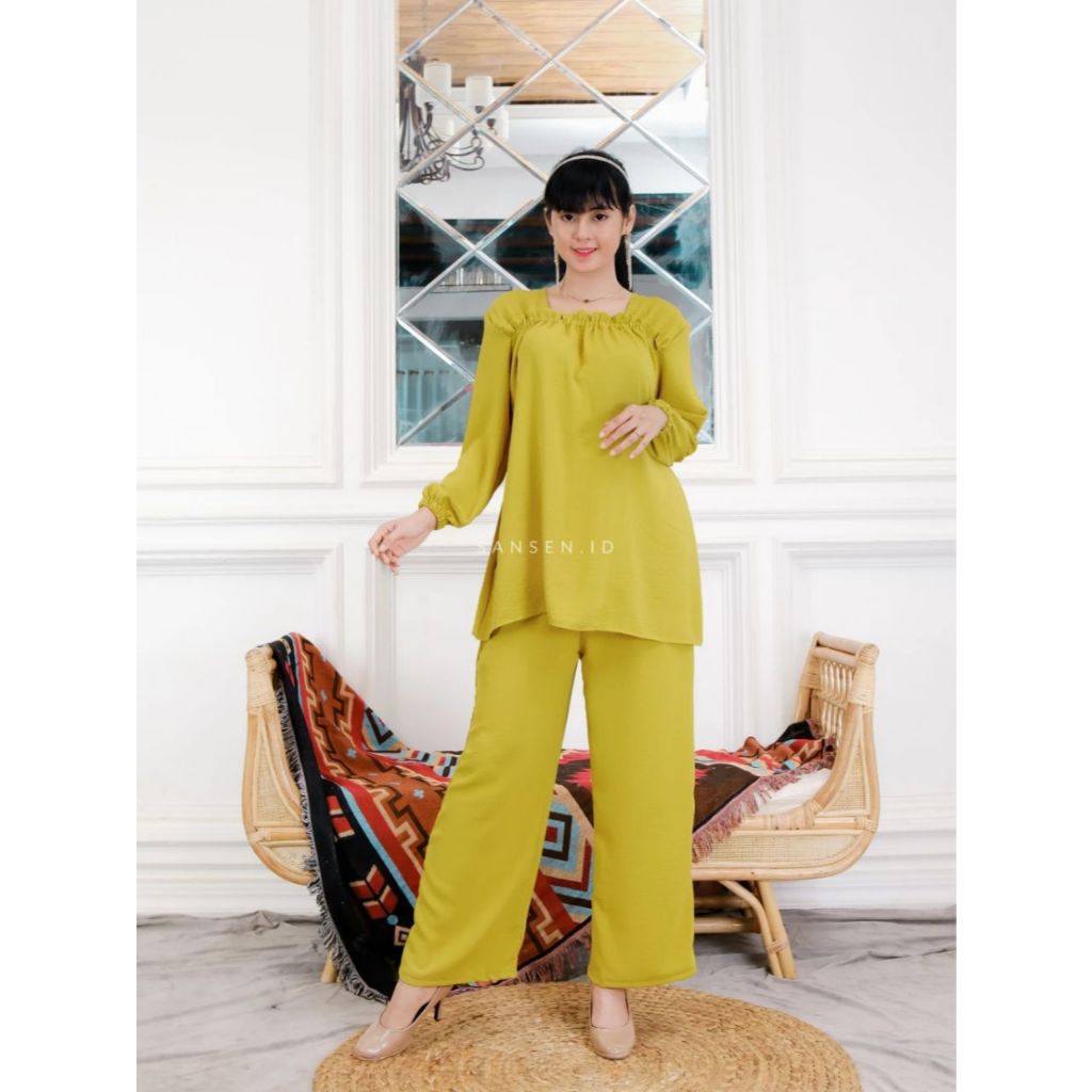 Jual One Set Fuji Lengan Panjang Bahan Crinkle Airflow | Shopee Indonesia