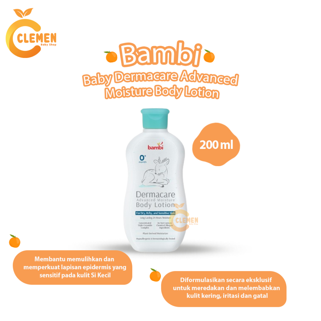 Jual Bambi Baby Dermacare Advanced Moisture Body Lotion 200ml | Shopee ...