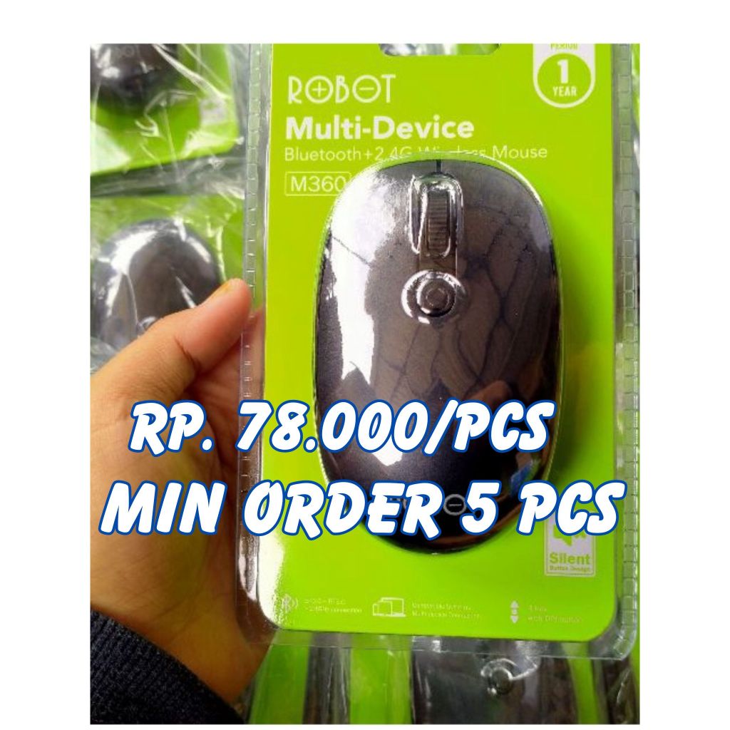 Jual ROBOT M360 Mouse Bluetooth 5.0 & USB Wireless 2.4G Dual Mode ...