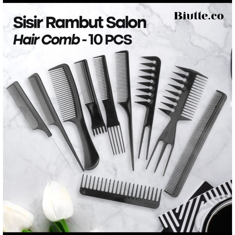 Jual Sisir Rambut Salon 10 Set Hair Comb Kit Professional | Shopee ...