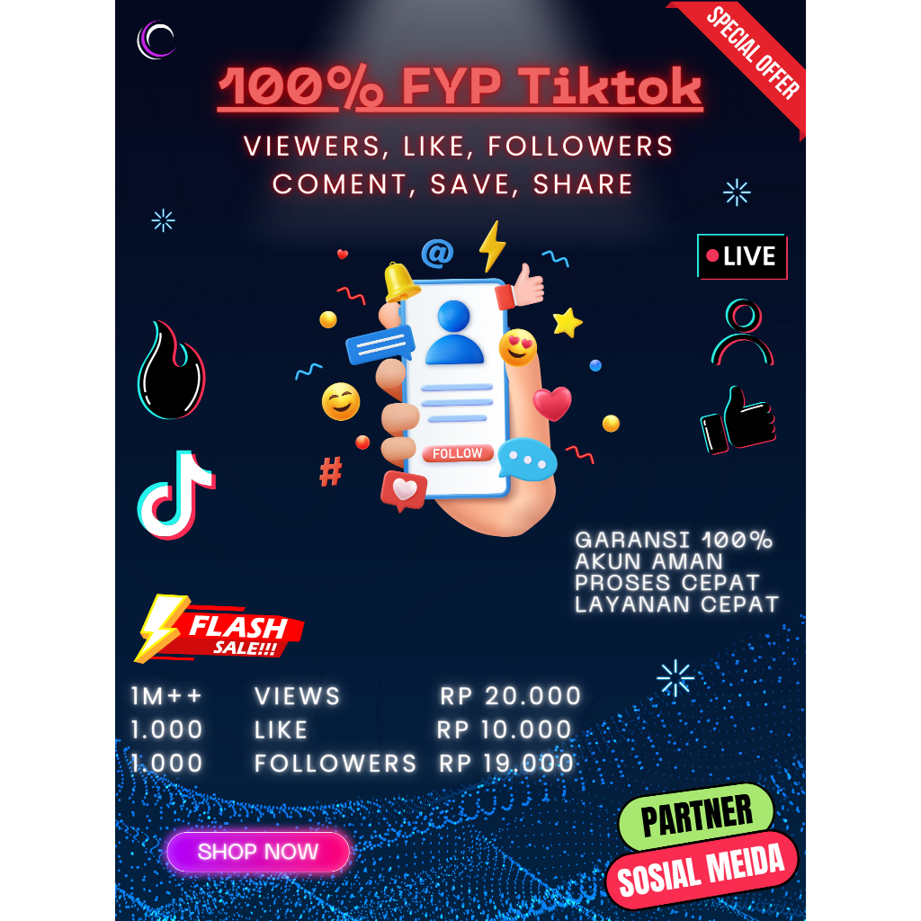 Jual TIK**TOK FOLLOWER FOLLOWERS VIEW VIEWS VIEWER LIKE LIKES ...
