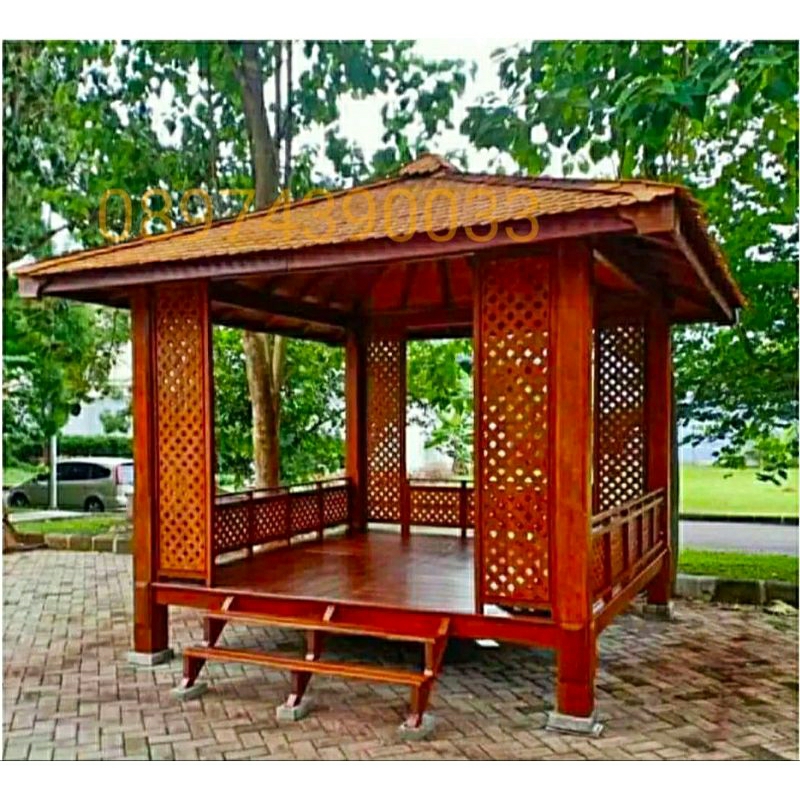 Jual Gazebo Taman, Gazebo pantai, Rumah gazebo kayu mahoni | Shopee ...