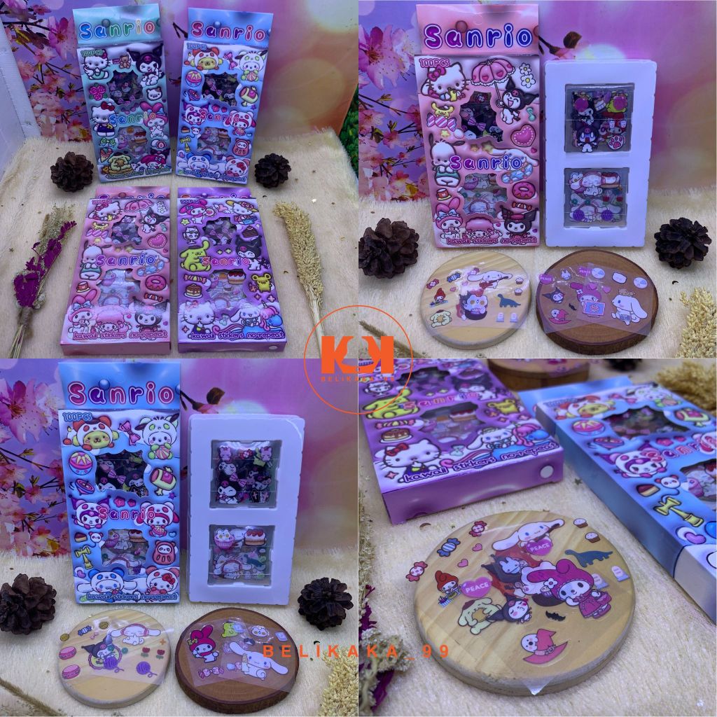 Jual (1 BOX 100 PCS) STICKER BOX PANJANG AESTHETIC LUCU TRANSPARANT ...