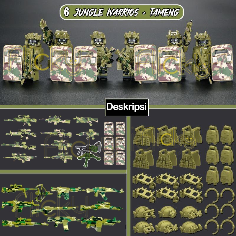 Jual Mainan balok Military Minifigure army Swat Team Pack Building ...