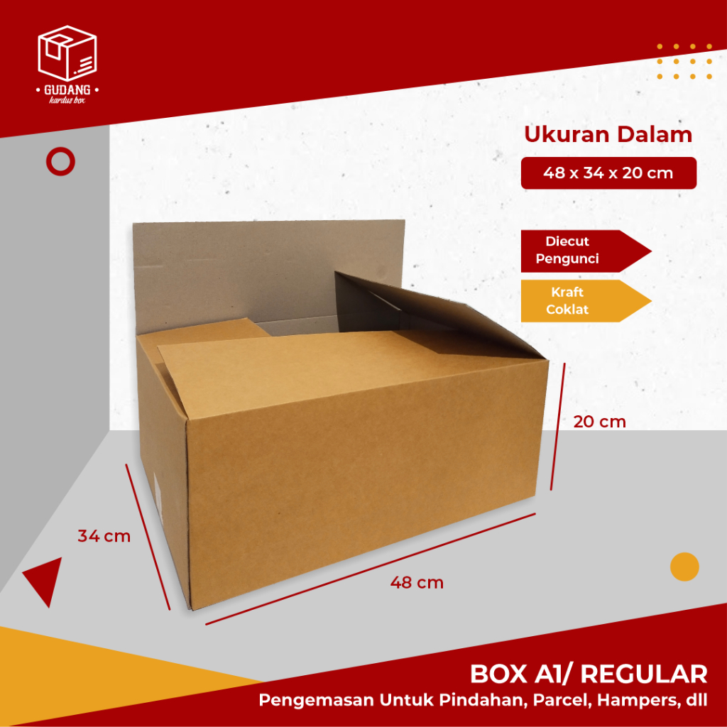Jual Box A1 - Uk. 48 x 34 x 20 cm Karton/Polos/Kardus/Packing/A1 ...