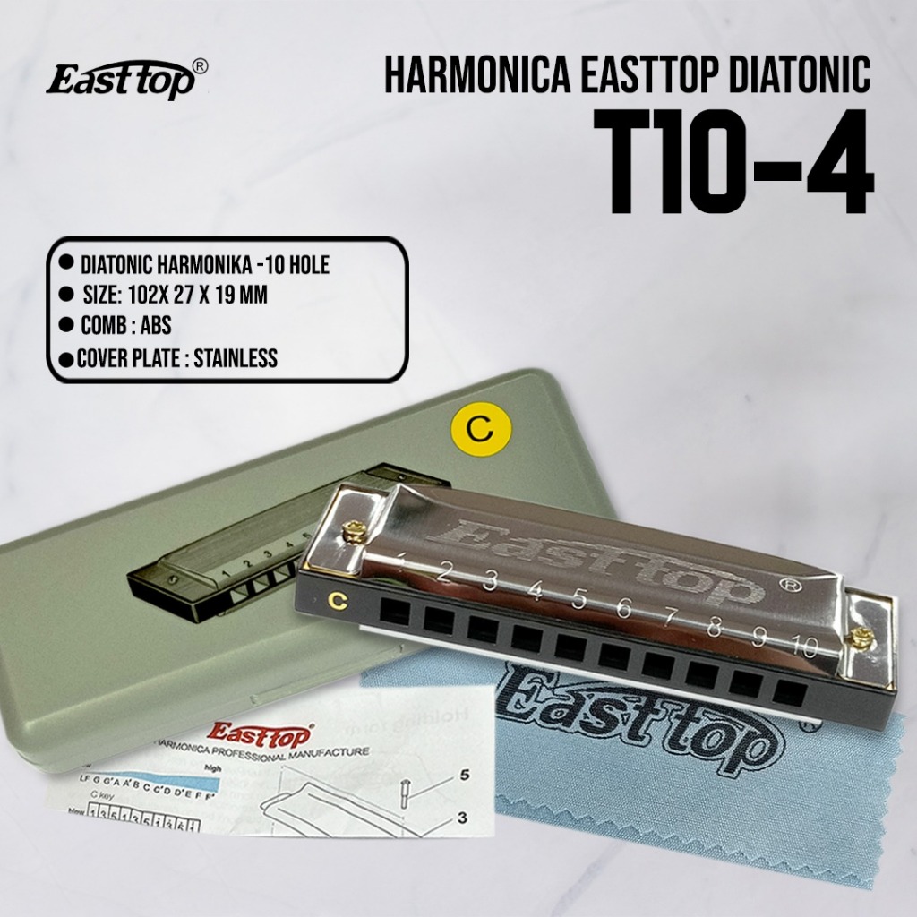Jual Harmonica Harmonika Easttop Blues T10 4 Diatonic 10 Hole China | Shopee Indonesia