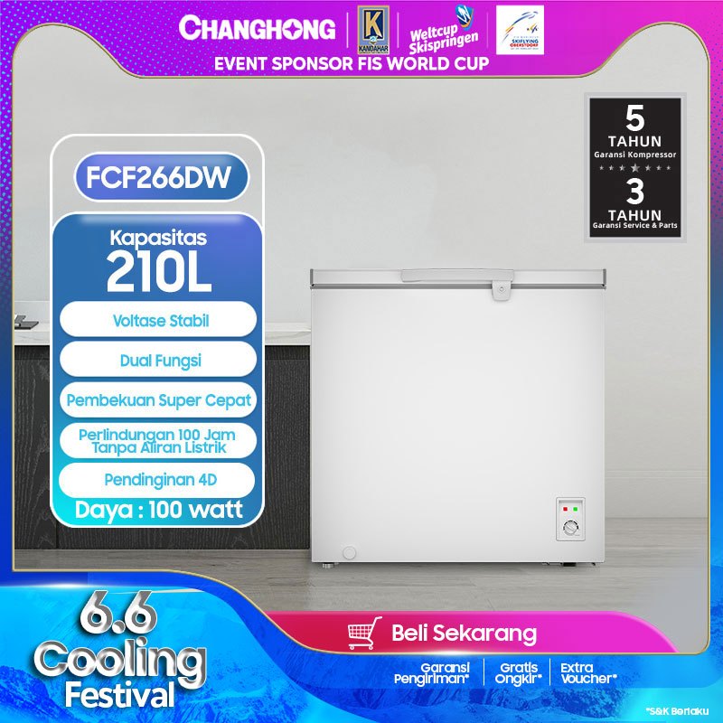 Jual Changhong Chest Freezer Kapasitas 210 Liter - FCF266DW White ...