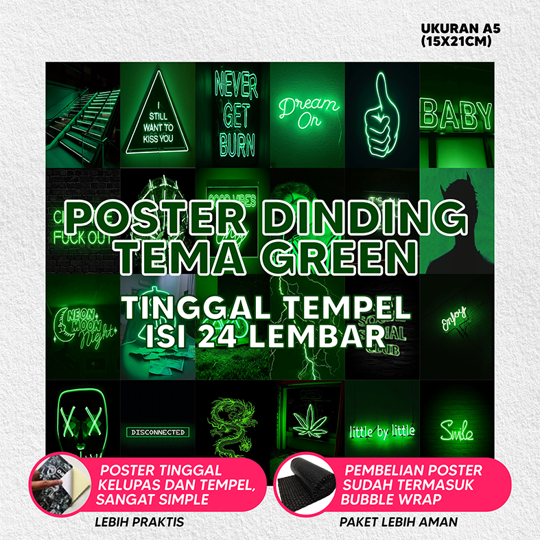 Jual Poster Tinggal Pasang Bundle Green | Poster Kamar | Poster Dinding ...