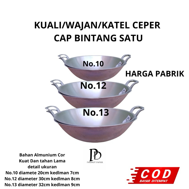 Jual Wajan Kuali Katel Ceper Mini Sedang Harga Pabrik No.10.12.13 ...