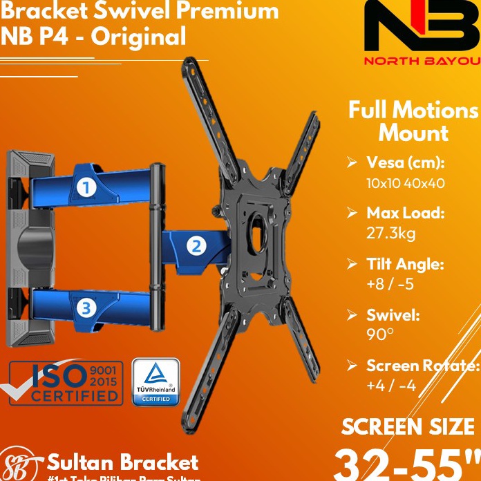 Jual NORTH BAYOU NB P4 Bracket TV 32 4 42 43 49 5 55 Inch Swivel ...