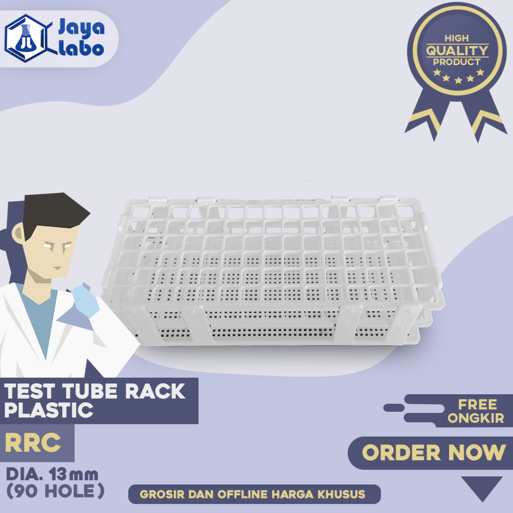 Jual Test Tube Rack White dia.13 mm/ Rak Tabung Reaksi Plastik 6x15 90 ...
