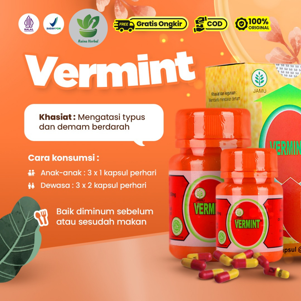 Jual Vermint Isi 30 Kapsul - Obat Typhus Tipus Tipes dan Obat Demam ...