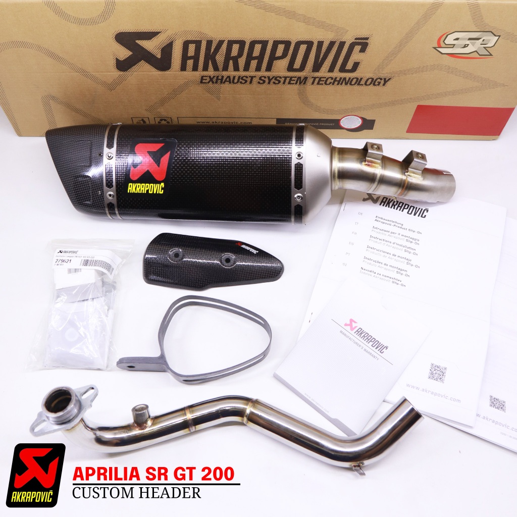 Jual KNALPOT AKRAPOVIC APRILIA SR GT 200 FULLSYSTEM | Shopee Indonesia