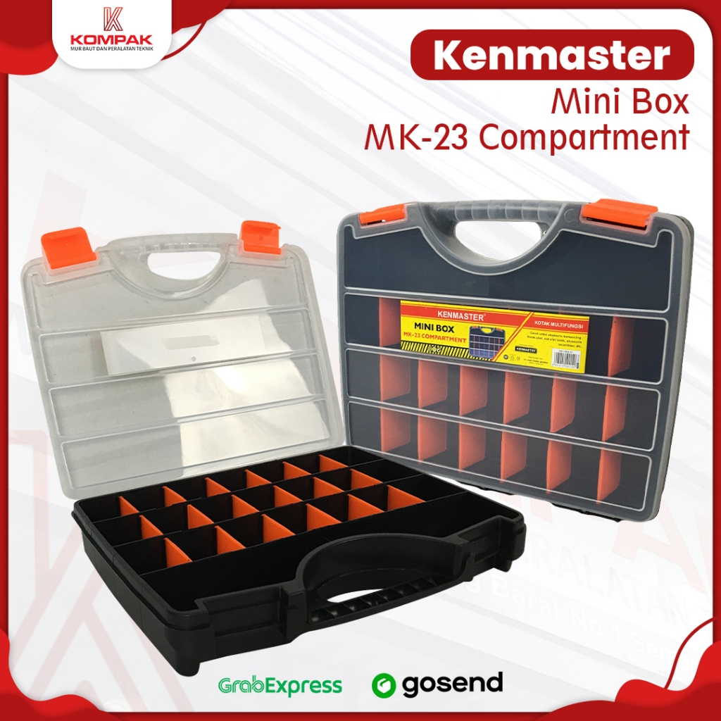 Jual Kenmaster Mini Tool Box With Handle 23 Compartment - Kotak Mur ...