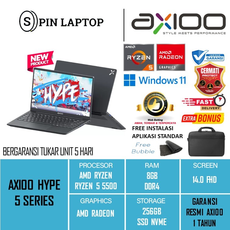 Jual Axioo Hype 5 Ryzen 5 5500u 8gb 256ssd win11 14.0 fhd | Shopee ...