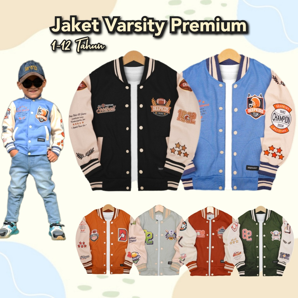 Jual Jaket Anak Varsity Baseball Premium Bahan Cotton Fleece Tebal ...