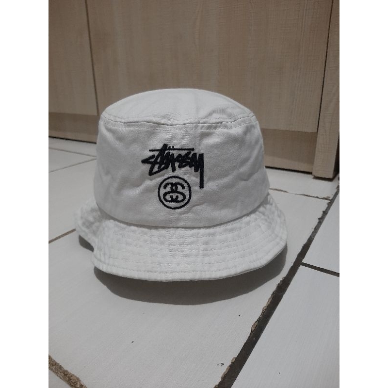 Jual topi Stussy Bucket Hats bordir original second | Shopee Indonesia
