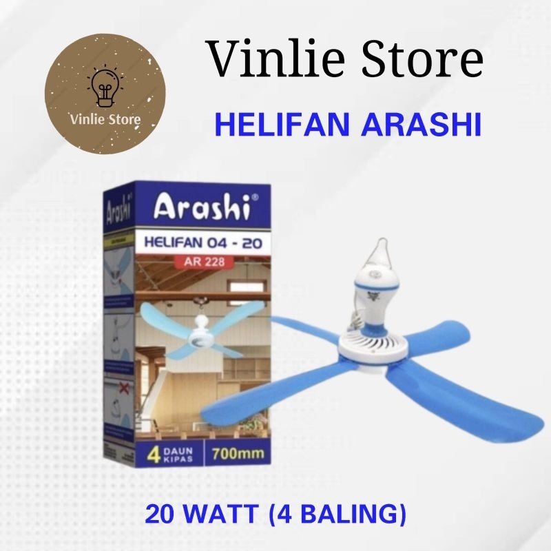 Jual Helifan Arashi 20 Watt Kipas Angin Gantung 4 Baling Atap | Shopee ...