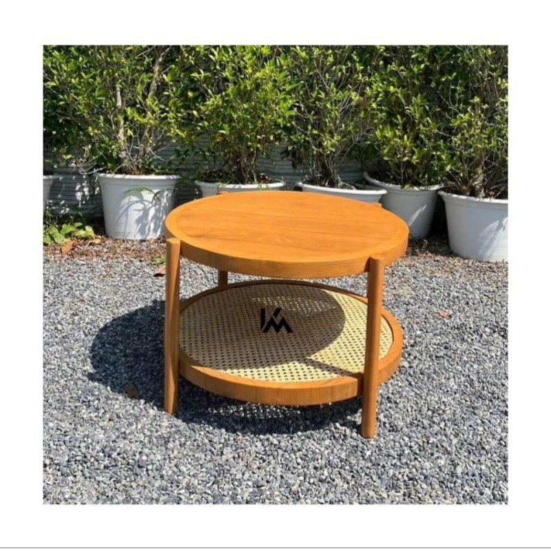 Jual Coffe Table Kayu Jati Rotan Diameter 60cm | Shopee Indonesia