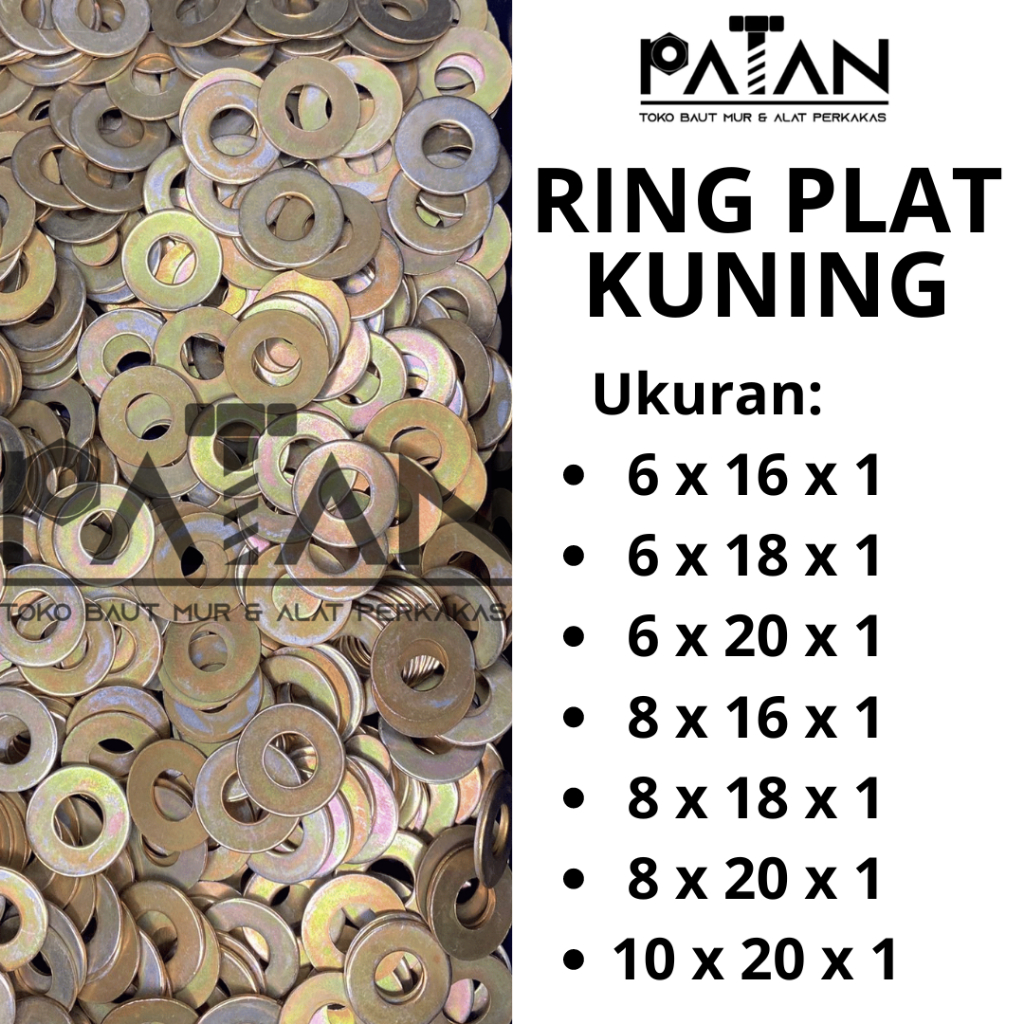 Jual Ring Plat baut tebal kuning M6,M8 dan M10 | Shopee Indonesia
