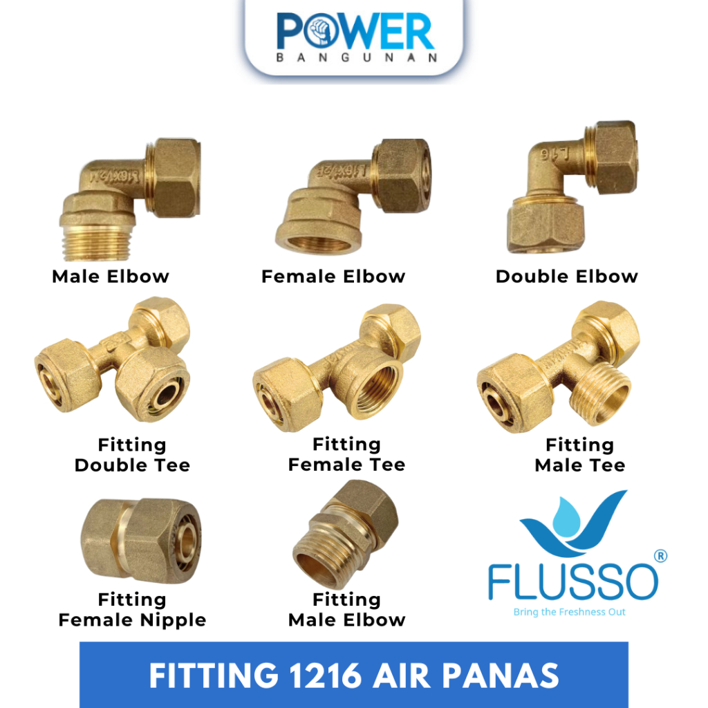 Jual Fitting Sambungan Selang Air Panas / Nepel Sambungan Pipa Water Heater Elbow Keni Tee Sock ...