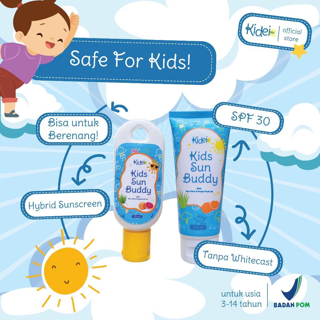Jual KIDEI Kids Sun Buddy Sunscreen Wajah Dan Badan Anak 100ml - Hybrid ...