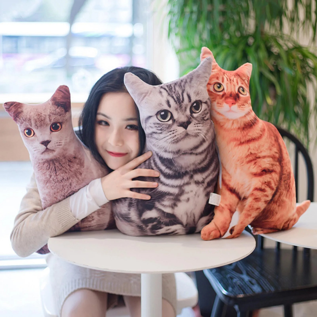Jual Boneka Kucing 3D Bantal Sofa Karakter Lucu Simulation Plush Cat ...