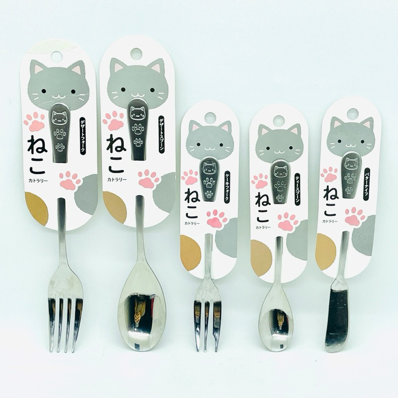 Jual SENDOK GARPU CAKE DESSERT TEA SPOON BUTTER KNIFE KARAKTER KUCING ...