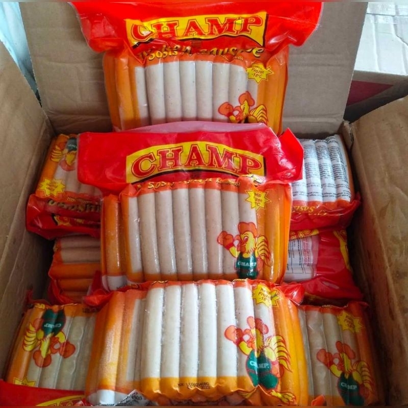 Jual CHAMP Sosis Ayam 1Kg Frozen Food-Free Bubblewarp | Shopee Indonesia