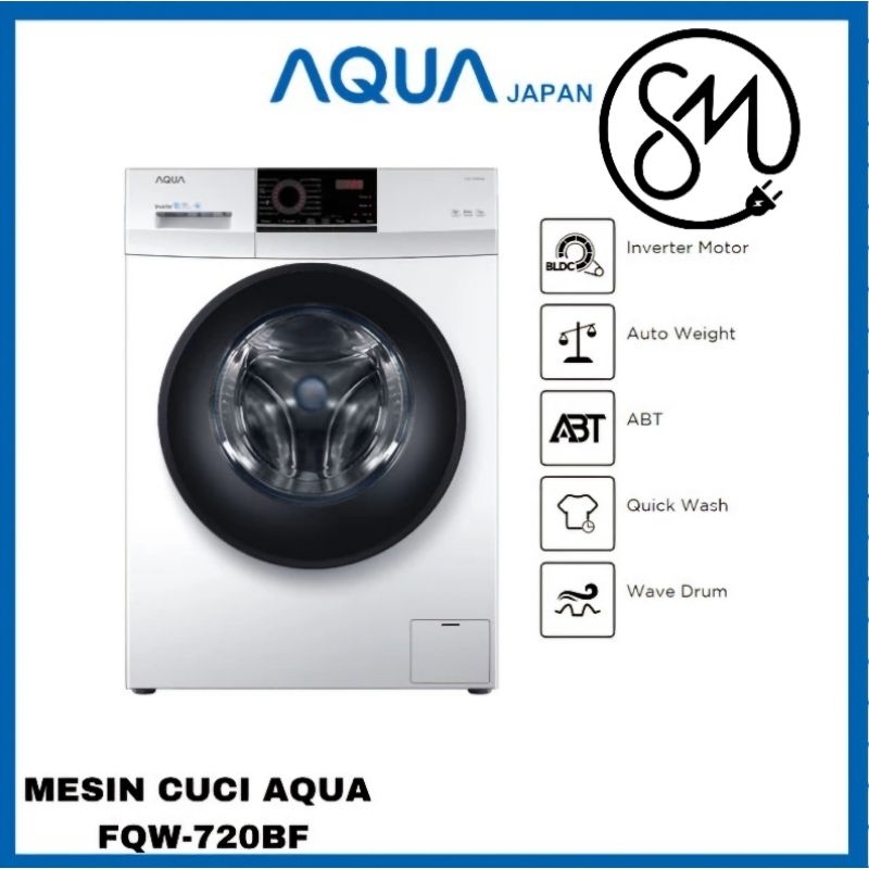 Jual Mesin cuci Aqua 7 Kg Front Loading FQW-720BF Bukaan depan FQW720BF ...