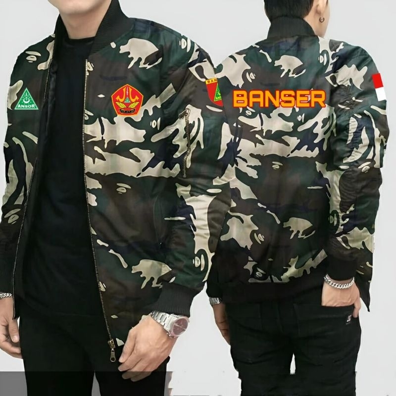 Jual JAKET BANSER LORENG BOMBER BOLAK BALIK CUSTOM SABLON WATERPROOF ...