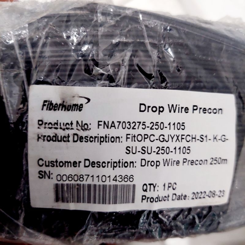 Jual Kabel FO Drop Wire Precon 1 Core 250m Fiberhome SC Siap Pakai ...