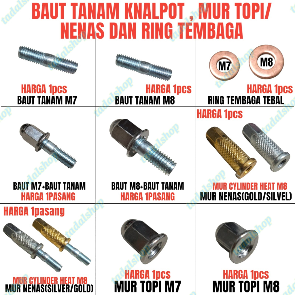 Jual baut tanam knalpot + baut baut tanam knalpot baut topi baut tanam ...