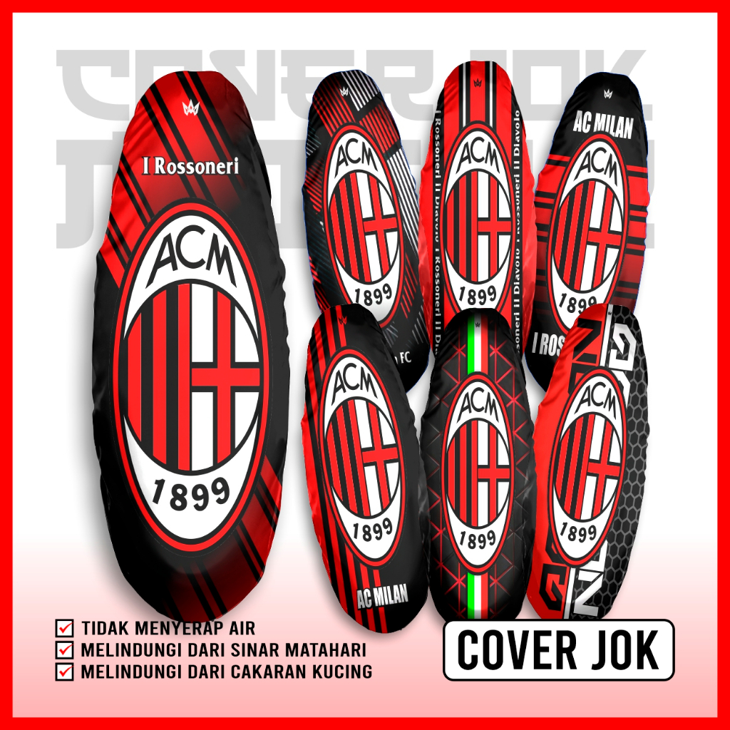 Jual ACM01 Cover Jok Motor AC Milan Sarung Jok Motor Motif Gambar klub ...
