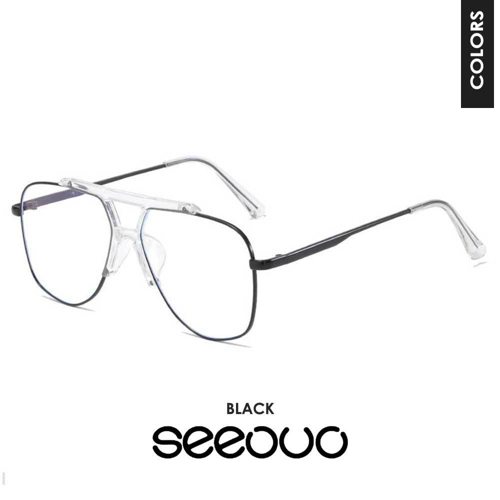 Jual Seeouo Kacamata Antiradiasi Blueray Model Kotak Aviator Transparant Bahan TR90+Metal Ringan ...