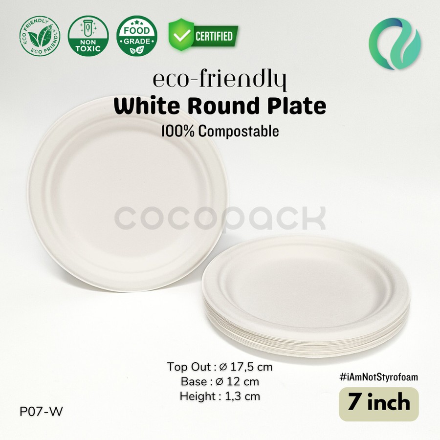 Jual 10 PCS Bagasse Round Plate 7 Inch Ecofriendly Natural Brown ...