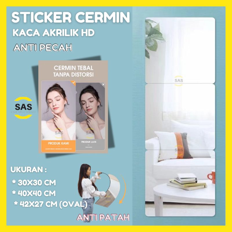 Jual [SAS] Sticker dinding Cermin 3D / Stiker Kaca Akrilik Lengkap ...
